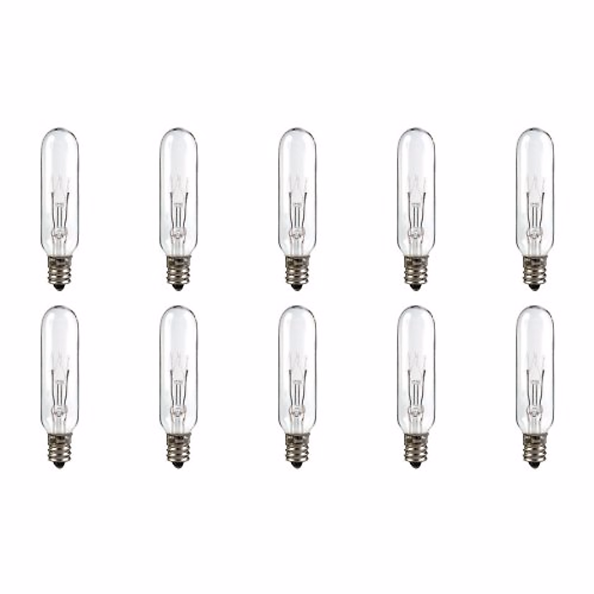 CEC Industries 15T6-145 Miniature Bulbs, 145V, 15W, T6 Shape, E12 Candelabra Standard Base (10-Pack)