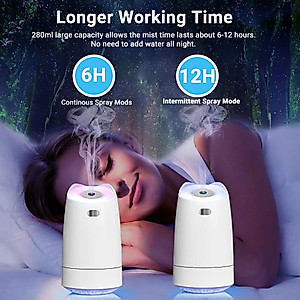 LoiStu USB Mini Humidifier, 280ml Portable Humidifier, 7-Color LED Night Light, Ultra-quiet,Automatic Shut-Off, for Home, Bedroom, Office, Baby room, Car (White)