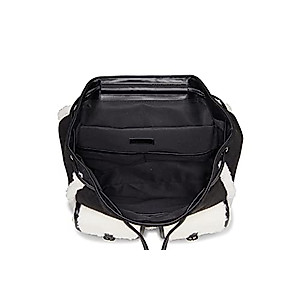 BEARPAW Women's Vintage Drawstring Flap Backpack/Bookbag for Laptop, School, College Students, Office, and Travel - Cute Fashion Backpack, Black Multi