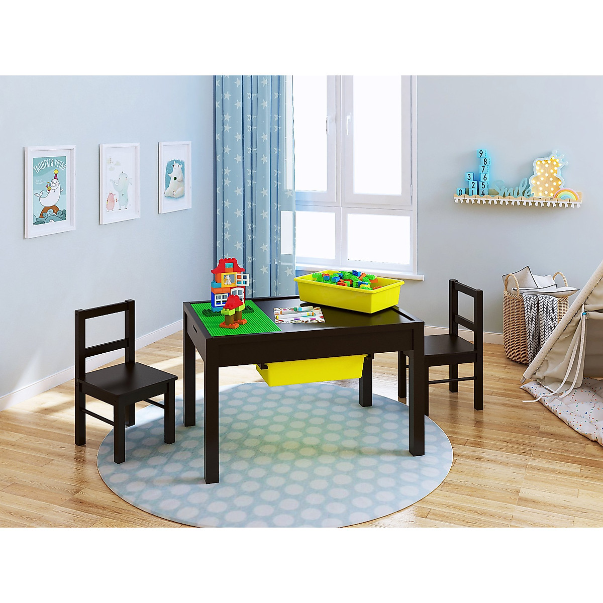 UTEX Large 2 in 1 Kid Activity Table with Storage for Older Kids, Play Table for Kids,Boys,Girls, Espresso