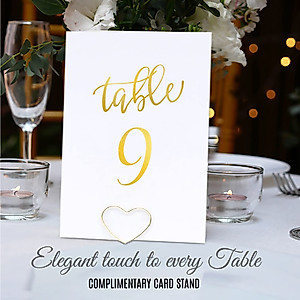 30 Pieces Table numbers For Wedding Reception With Pcs Number Holder , Holders Place cards Card Gold Numbers, white,gold