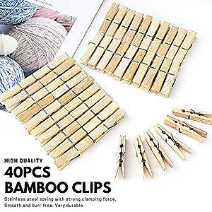 Loliyas Clothes Pins, Bamboo Wooden Clothespins Wood Clips, Small Close Pins Clothing Pins Clothes Pegs for Photos Crafts Pictures Baby Hanging Clothes Clothesline Laundry Clip, 40 Pack 2.4 Inch