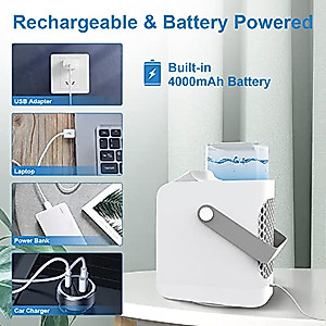 HISORO Mini Air Conditioner Battery Powered Operated Oscillating Mini Ac For Bedroom Desk Room Car Camping Tent Portable Personal Air Conditioner Cooler Fan (air1301)