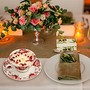 Conelist Teacup Candle Gifts for Women Scented Candles Gift Bridal Shower Tea Party Gifts Flower Pattern Porcelain Cups Candles with Saucer