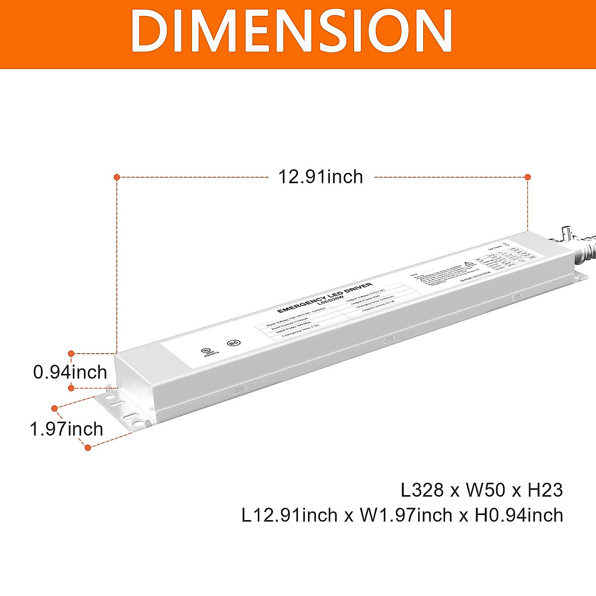 LED Emergency Backup Driver 20W, Emergency Time Over 90 Minutes Emergency LED Driver, 100V-347VAC Rechargeable UL Listed LED Emergency Backup Battery for Recessed Light, Panel Light (20W (1-Pack))