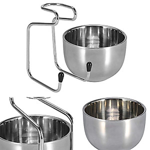 Shaving Bowl Stainless Steel, 2 in 1 Men's Shave Cup with Stand Holder Set for Safety Brush Bowl Grooming Tool Male Face Beard Cleaning