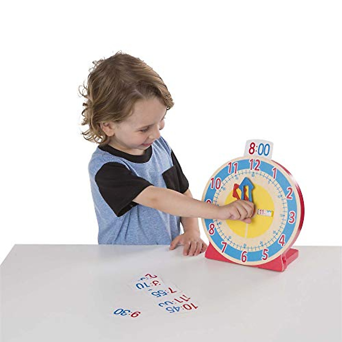 Melissa & Doug Turn and Tell Clock & Play Money Set - Educational Toy with Paper Bills and Plastic Coins (50 of Each Denomination) and Wooden Cash Drawer for Storage