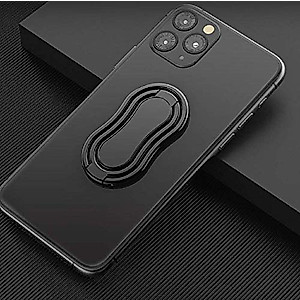 Phone Ring Holder Finger Kickstand, Foldable Cell Phone Stand 360° Rotation Metal Phone Back Grip for Magnetic Car Mount Phone Finger Ring Grip Compatible with iPhone and All Smart Phones (Black)