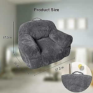 Louis Donné Kids Couchs, Premium Corduroy Kids Bean Bag Chairs with Memory Foam Filler, Toddler Couch for Playrooms and Bedrooms-27.2 * 20.5 * 17.3 in, Grey