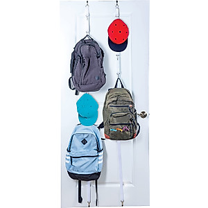 Jokari Heavy Duty 16 Hook Over The Door Purse Rack for Hats and Accessories. Adjustable Straps and Movable Velcro Hooks To Store, Organize and Display Bags, Scarves or Caps Saving Closet Storage Space