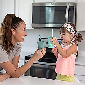 Grow Forward Kids Bamboo Cups - Kids Cups with Straws and Lids - Eco Friendly BPA Free - Dishwasher Safe - Straw Cups for Kids with Silicone Lids and Sleeves - Drinking, Smoothies - Rainforest