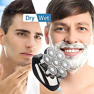 7D Head Shaver, SIWIEY 5 in 1 Head Shavers for Bald Men with 7 Wet & Dry Rotary Heads, LED Display, Anti-Pinch and IPX6 Cordless and Rechargeable Rotary Shaver Grooming Kit…