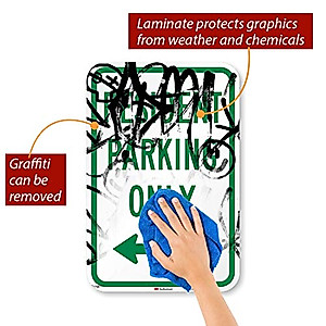 SmartSign - K-8430-B-DG-12x18 "Resident Parking Only" Sign with Bidirectional Arrow | 12" x 18" 3M Diamond Grade Reflective Aluminum 3M Engineer Grade Reflective - Bidirectional Arrow