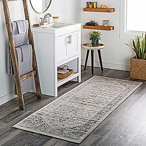 Hauteloom Rockfall Hallway, Kitchen Runner Rug - Traditional - Gray, Beige - 2'7" x 7'3"