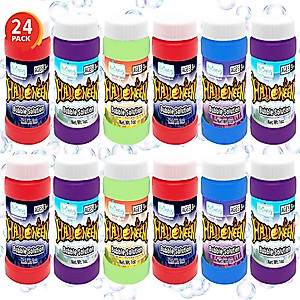 ArtCreativity Halloween Mini Bubble Bottles, Set of 24, Kids’ Bubble Toys with Wands and 2 Ounces of Fluid Each, Halloween Party Favors, Non-Candy Trick or Treat Supplies, 4 Designs