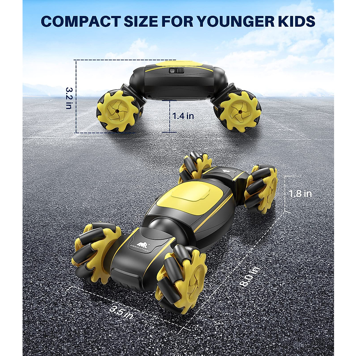 DODOELEPHANT Gesture Sensing RC Stunt Car, Kids Remote Control Cars Toys 4WD Monster Truck Crawler with Gravity Sensor 2.4Ghz 9.5mph 1:28 Transform Offroad Birthday Christmas for Boys Girls