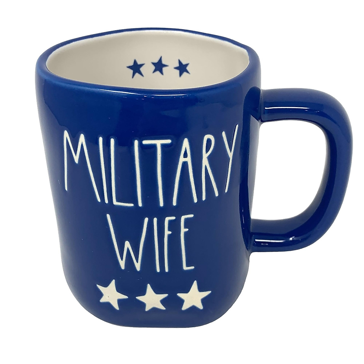 Rae Dunn Ceramic Patriotic Coffee/Tea Mugs (Military Wife/Blue Star)