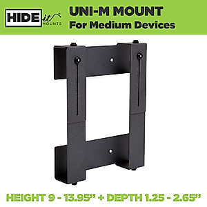 HIDEit Mounts Uni-M Wall Mount - Patented in 2015, American Company - Steel Adjustable Medium Device Mount - Cable Box Wall Mount, Console Wall Mount, DVD Player Mount - Behind TV Cable Box Mount