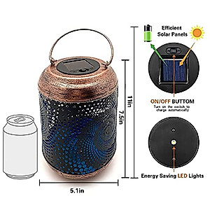 Solar Lanterns Outdoor Hanging Lantern Light, Cool Blue & Dragonfly Set (2 Pack)
