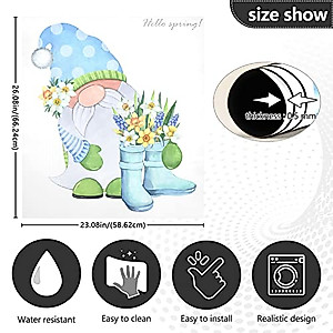 Garden Gnome Rubber Boots Dishwasher Magnet Cover Front Door Spring Flowers Decorative Refrigerator Covers Magnetic Sheet Sticker Wash Machine Fridge Panel Decal for Kitchen Appliance 23x26 in