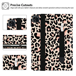 Hepix iPad Pro 12.9 Case 2022 2021 2020 2018 Leopard Print Cheetah iPad 6th 5th 4th 3rd Gen with Pencil Holder, Multi-Angle Pocket Slim Folio Stand Protective Cover Auto Sleep Wake
