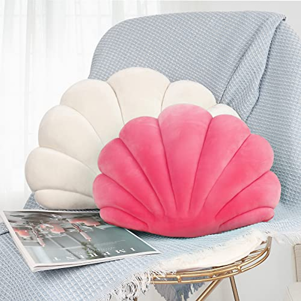 Yi-gog Sea Princess Seashell Decorative Pillow,1 Velvet Throw Pillowcases Sea Ocean Theme Seashell Conch Decorative Pillowslip Home Office Decor Seash