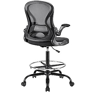 Fefances Drafting Chair Tall Office Chair for Standing Desk Chair Adjustable Height Stool Chair Black