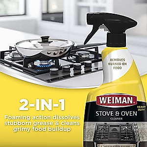 Weiman Heavy Duty Stove and Oven Cleaner and Degreaser for Glass, Ceramic Cooktops, BBQ grill grates - 2 Pack, 24 Oz