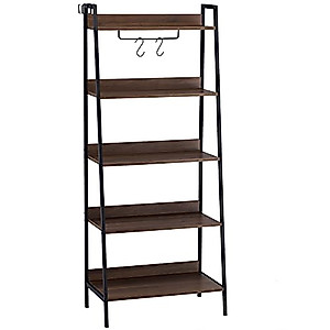 DEILALY 5 Tier Bookshelf Bookcase Ladder Shelf Plant Flower Stand Corner Shelf Plant Rack Kitchen Storage Rack Ladder Storage Organizer Wall Shelves Cabinet Kitchen Living Room Office Balcony Brown