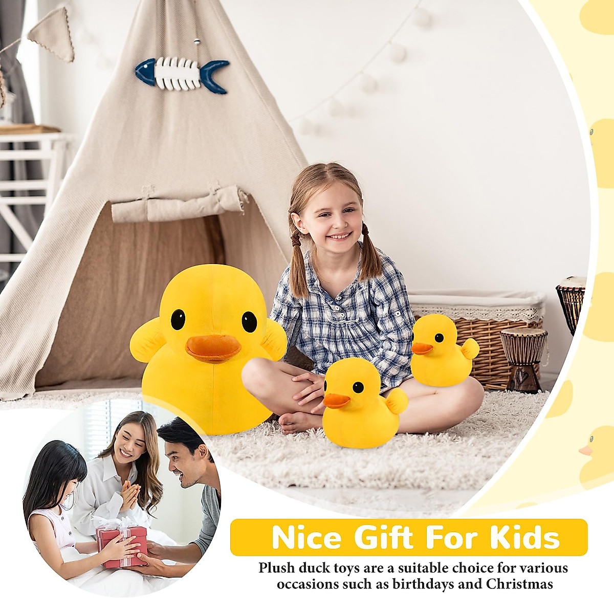 Leyndo 2 Pcs Giant Plush Yellow Duck Soft Stuffed Animal Toy Duck Stuffed Plush Pillow Animal Dolls Huggable Duck Playset Toy for Boys Girls Birthday Gift Party Sofa Decoration (8 Inch)