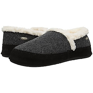 Acorn Moc Slipper – Cozy, Comfortable Moccasins for Women – House Shoes with Memory Foam Cloud Cushioning and Indoor / Outdoor Sole, Dark Charcoal Heather Ragg Wool, 8-9