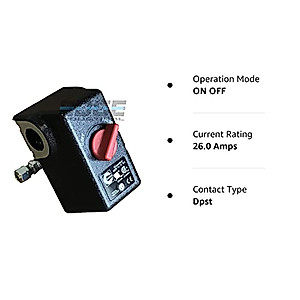 HEAVY DUTY CONDOR USA PRESSURE SWITCH, 26AMP, 11GA2E, 100/125 PSI,1/4" FNPT,DPST, SINGLE PORT