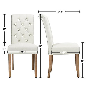 Yaheetech Tufted Dining Chairs Button Parsons Diner Chair Upholstered Fabric Dining Room Chairs with Solid Wood and Padded Seat Stylish Dining Chairs Kitchen Chairs Set of 2, Beige
