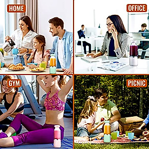 KP'S VARIETY Portable Blender Jet for Shakes and Smoothies, on the Go Blender 4000mAh USB Rechargeable Battery with 6 Blades, fresh juice blender bottle, 16 OZ Mini Personal Blender Cup for Traveling (White)