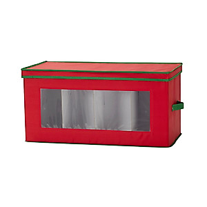 Household Essentials 554RED Holiday Vision Storage Box Chest, 8-Piece Figurine, Red & Green