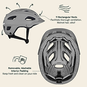 Retrospec Lennon Bike Helmet with LED Safety Light Adjustable Dial & Removable Visor - Adjustable Bicycle Helmet for Adult Men & Women - Matte Stone One Size