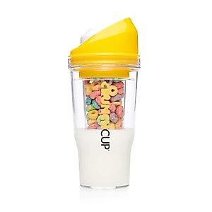 CRUNCHCUP XL Yellow - Portable Plastic Cereal Cups for Breakfast On the Go, To Go Cereal and Milk Container for your favorite Breakfast Cereals, No Spoon or Bowl Required