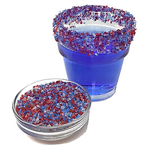 Snowy River Americas Cocktail Sugar - Kosher All Natural Red, White, and Blue Cocktail Rimmer and Coffee Rimmer (Americas, 8oz Bag)