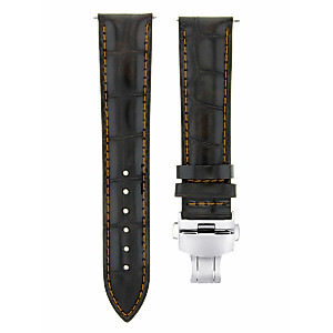 Ewatchparts 19MM LEATHER STRAP BAND DEPLOYMENT CLASP COMPATIBLE WITH IWC PORTUGUESE WATCH DARK BROWN OS