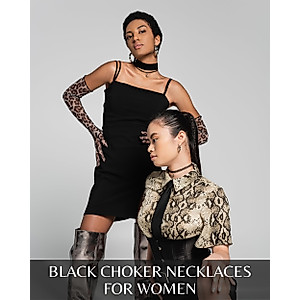 STACKABLE CREATIONS Black Choker Necklaces for Women, Wide Velvet Thick 90s Ribbon Neck Collar
