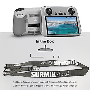 SYMIK Neck Strap Aluminum Bracket and Neck Strap (Lanyard) Combo for DJI RC; Works with DJI Mini 3 / Mini 3 Pro / Mavic 3 Classic / Mavic 3 / Cine / Air 2S with DJI RC Controller; Mini 3 Accessories