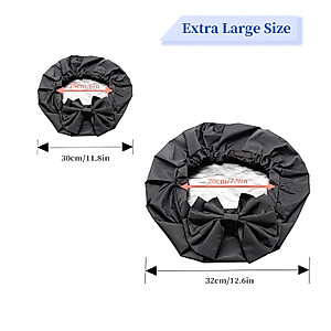 Aibilye Womens Black Shower Cap for Long Hair Extra Large Washable Reusable Waterproof Bathing Hair Cap Adjustable Elastic Band for All Hair Lengths