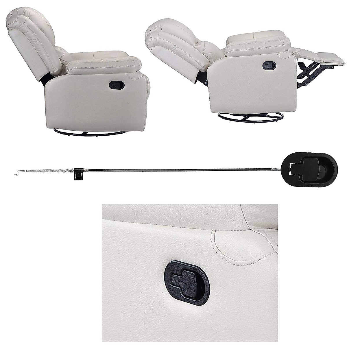 Pmsanzay Recliner Replacement Parts - Universal Black Metal Pull Recliner Handle with Cable - fits Ashley/Lane/Lazy Boy/Berkline and Major Recliner Brands Couch Style Pull Chair Release Handle Sofa