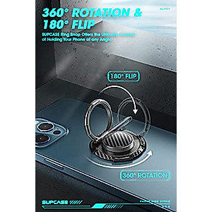 SUPCASE Cell Phone Ring Holder, 360° Rotation & 180° Flip Universal Phone Ring Stand with Metal Phone Grip Compatible for Magnetic Car Mount (Black)