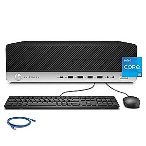 HP Elitedesk 800 G3 SFF Small Desktop Computer, Intel Quad-Core i5-6500 up to 3.6GHz, 16GB DDR4, 256GB PCIe SSD+500GB HDD, 4K Support, USB-C, RJ45, 2X DP, DVD, PDG Network Cable, Win 10 Pro (Renewed)