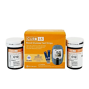 CUROfit L5 Glucose Test Strips : Included Total Glucose Test Strips 100 Qty (Device NOT Included)