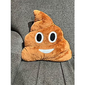 HongMall Cute Plush Poop Pillow Cushion Toy Throw Pillows Gift for Friends, Kids and Dogs, 13.8x13.8 Inch (Brown)