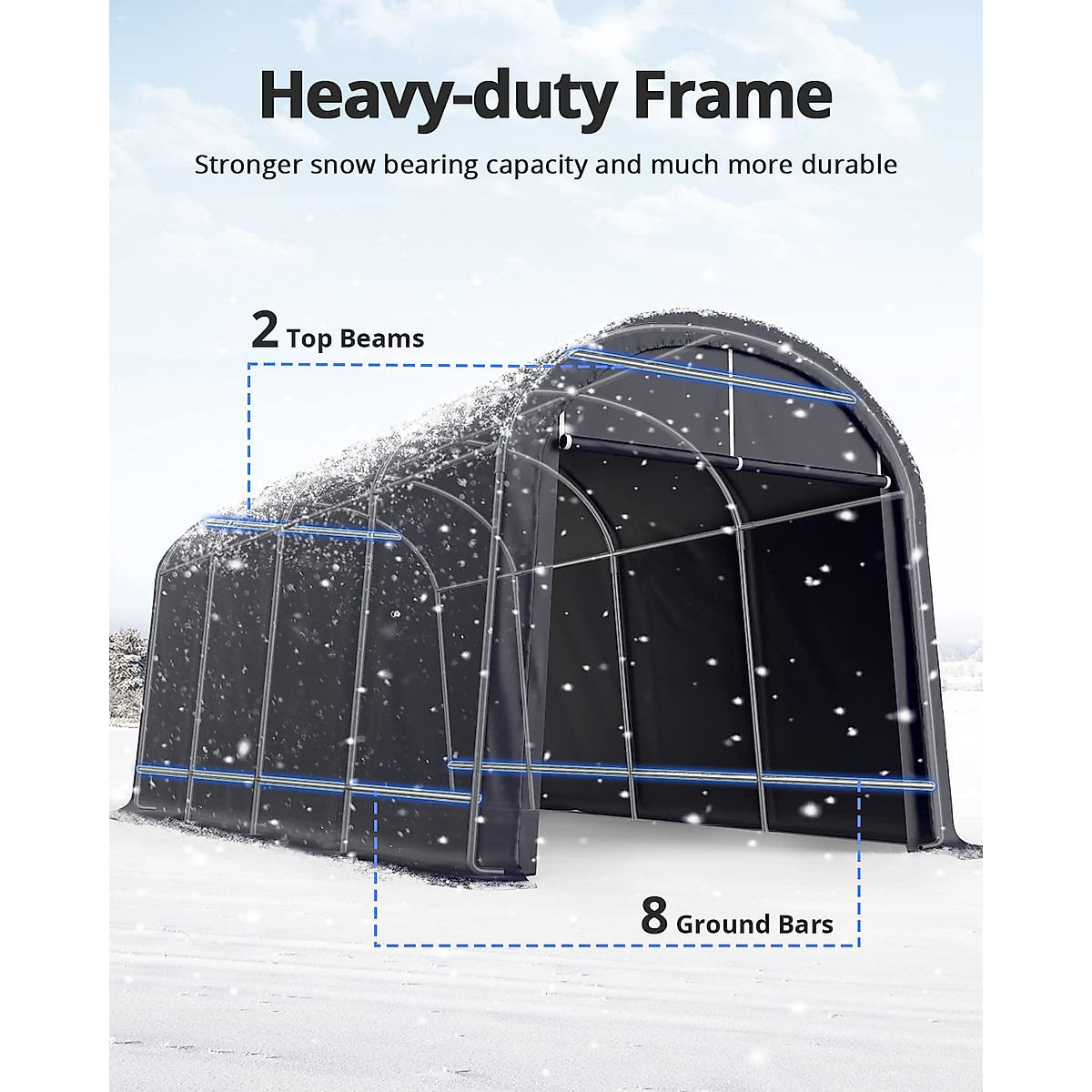 KING BIRD 10' x 20' Heavy Duty Carport Round Style Outdoor Instant Garage Anti-Snow Car Canopy with Reinforced Ground Bars