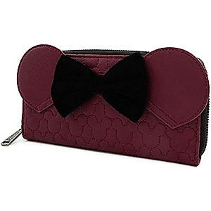 Loungefly Disney Minnie Mouse Quilted Zip Around Wallet with Velvet Bow