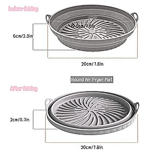 HIDDIT Foldable Air Fryer Silicone Pan, Set of 2 Air Fryer Silicone Lined Baking Pan Tray Multifunctional Grilling Mat Food Safe Non-Stick Air Fryer Basket Oven Accessories, Reusable (Color : Green,